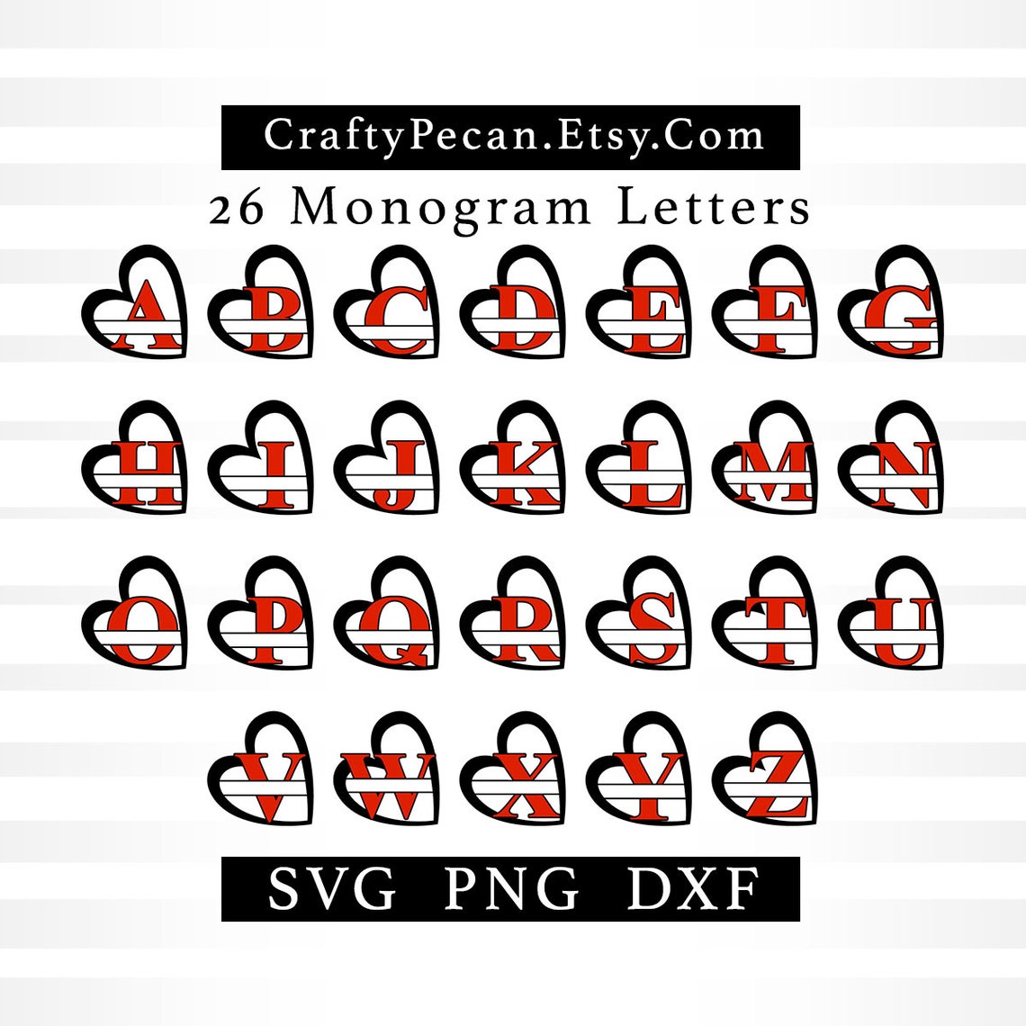 Heart Monogram Split Letters Svg Wedding Monogram Svg Valentines Day ...