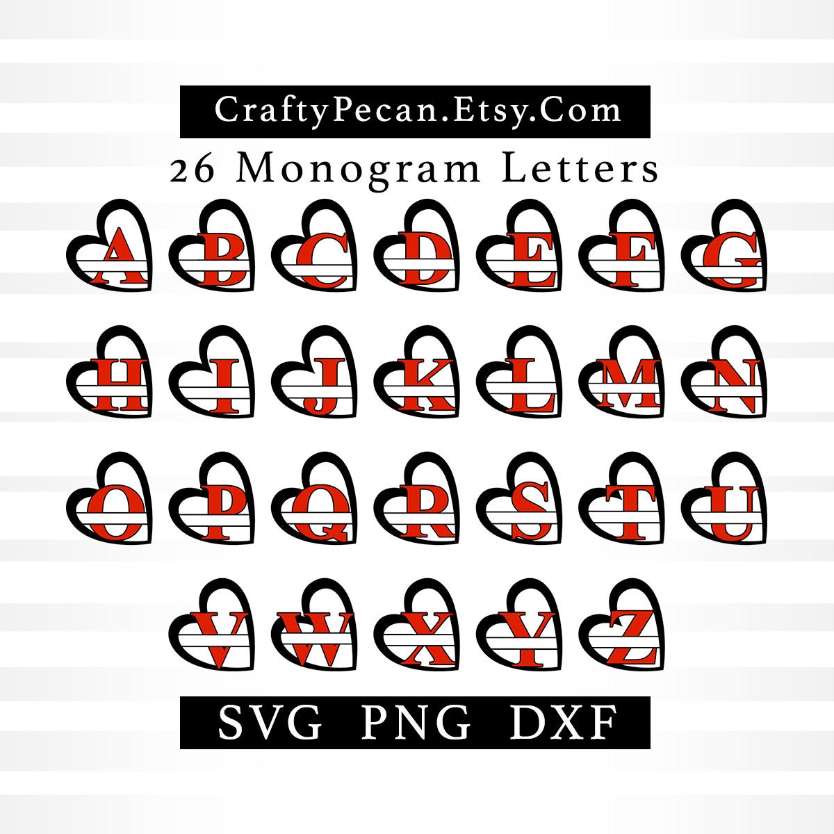 Heart Monogram Split Letters Svg Wedding Monogram Svg Valentines Day ...