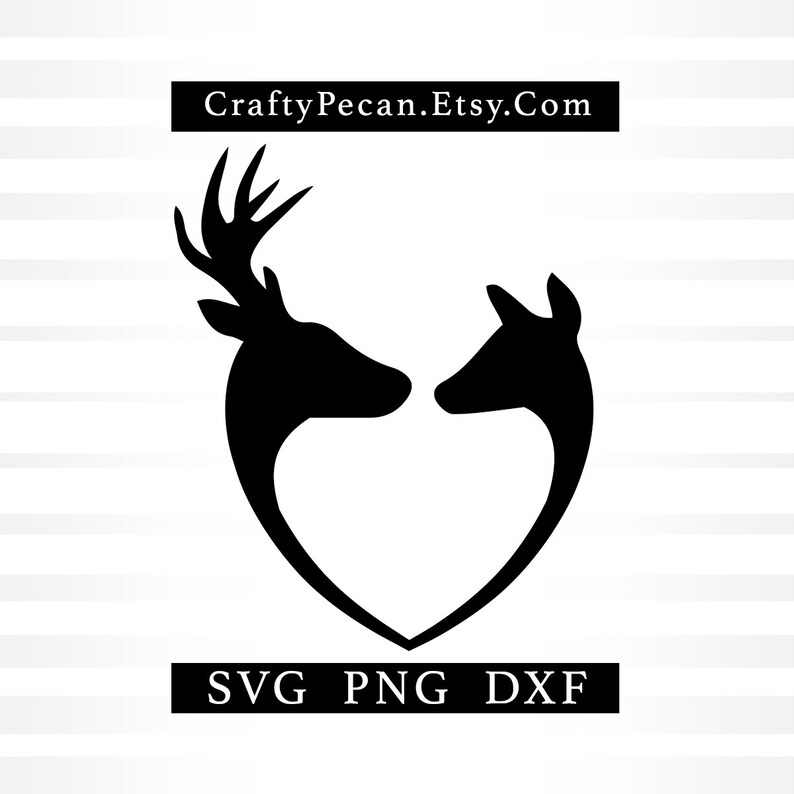 Deer Heart Svg, Deer Head Svg, Deer Love Buck Doe Heart Svg, Wedding ...