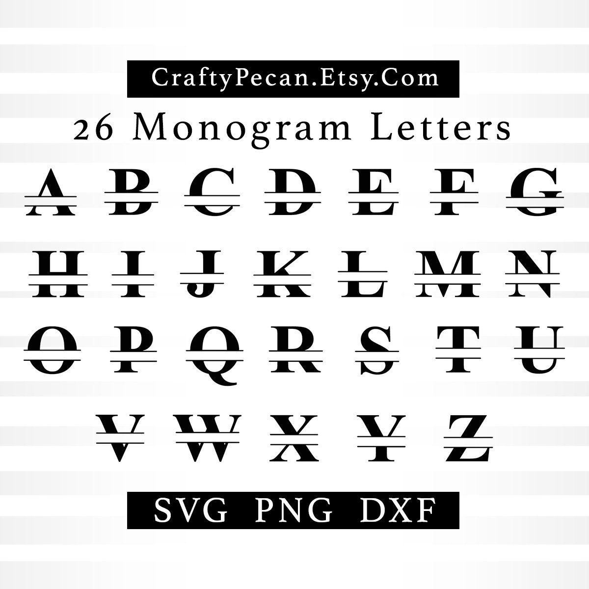 Split Monogram Font Svg Cricut Alphabet Letters Monogram Svg Png Dxf Files Split Letters Svg 
