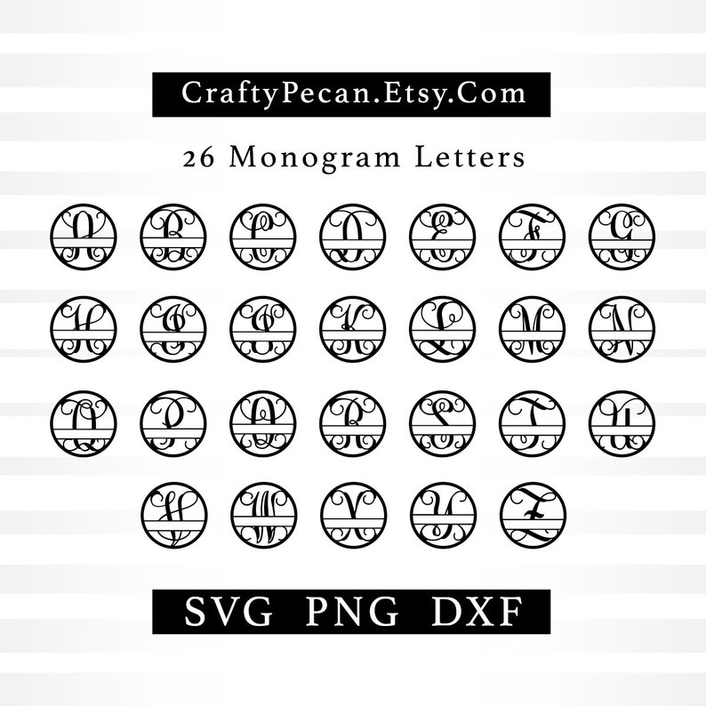 Circle Monogram Split Monogram Svg Name Sign Alphabet Svg Png Split