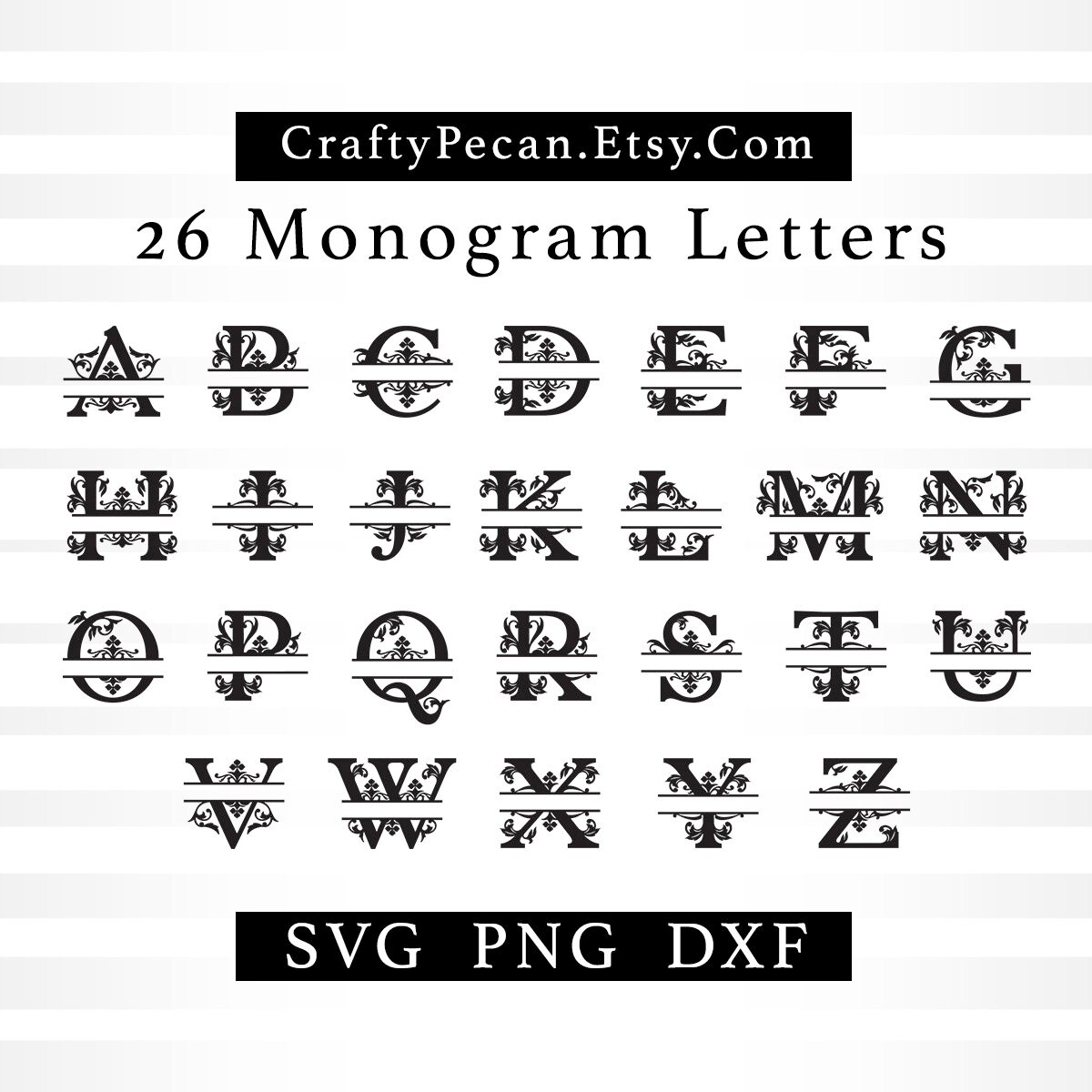 Split Regal Monogram Letters SVG: Family Name Font (digital Files) - Etsy