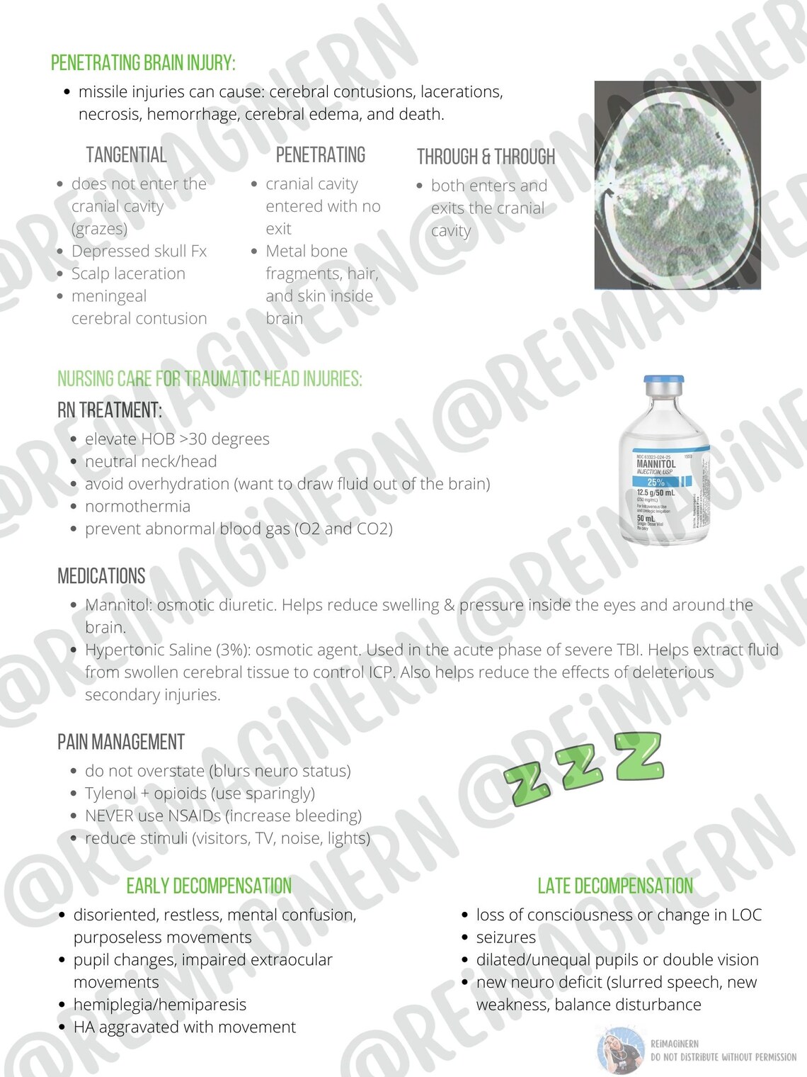 Traumatic Brain Injury | Nursing Study Sheet - Etsy