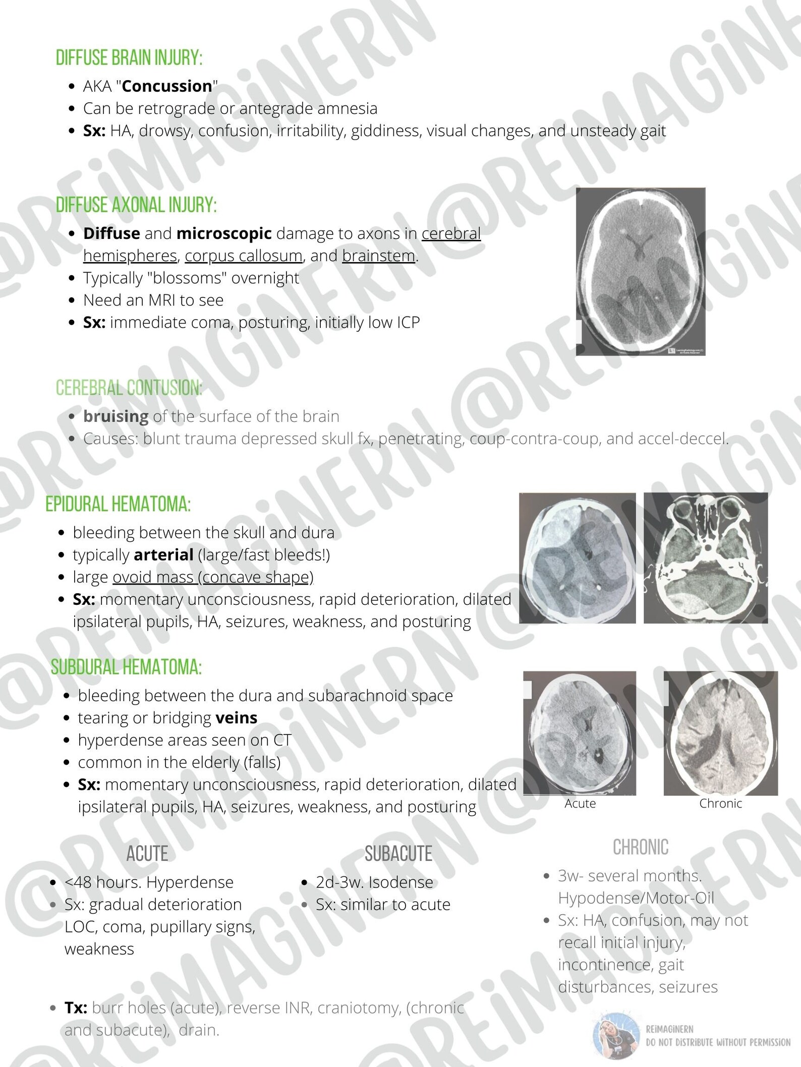 Traumatic Brain Injury | Nursing Study Sheet - Etsy