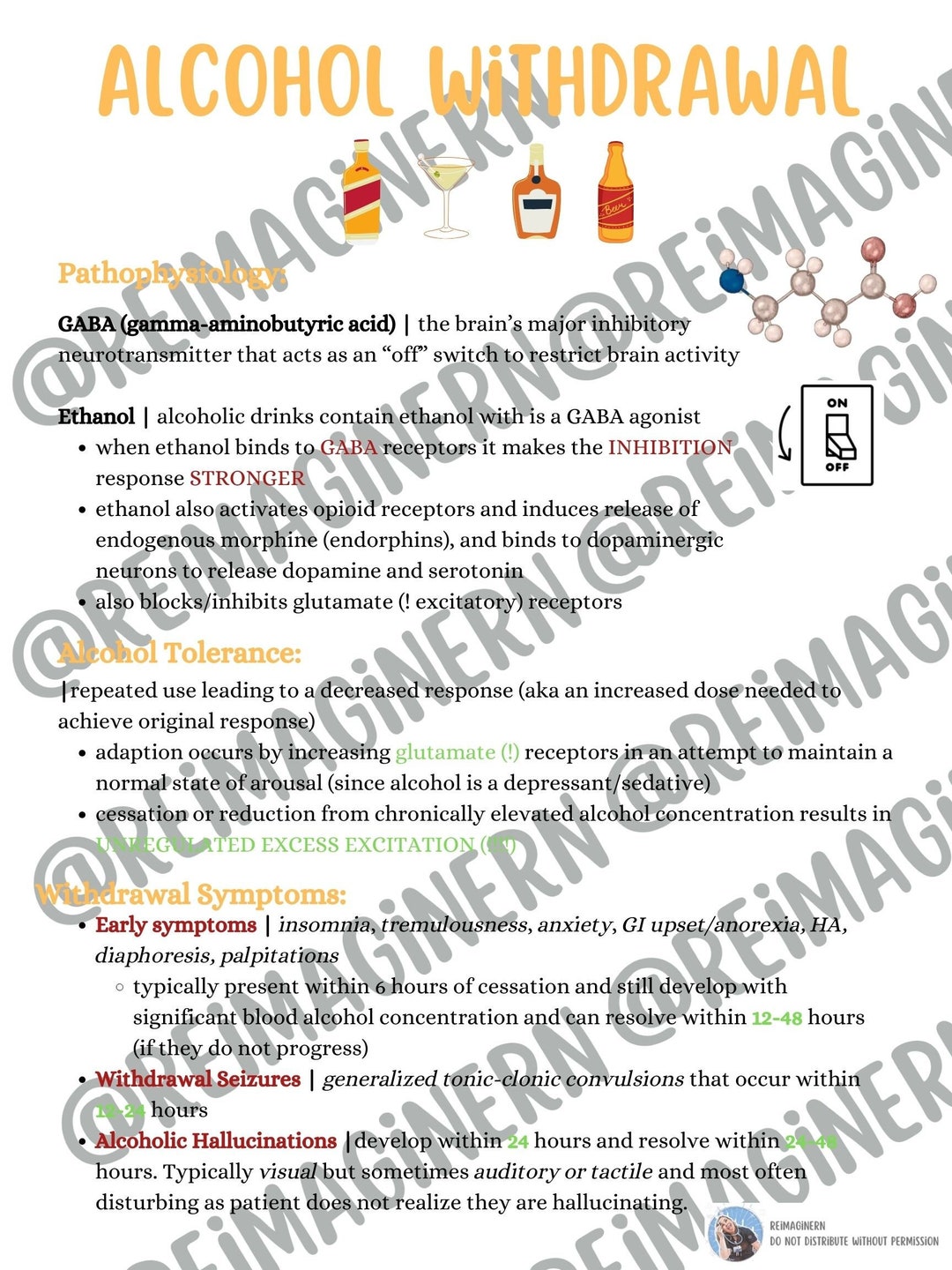 Alcohol Withdrawl Nursing Study Sheet - Etsy