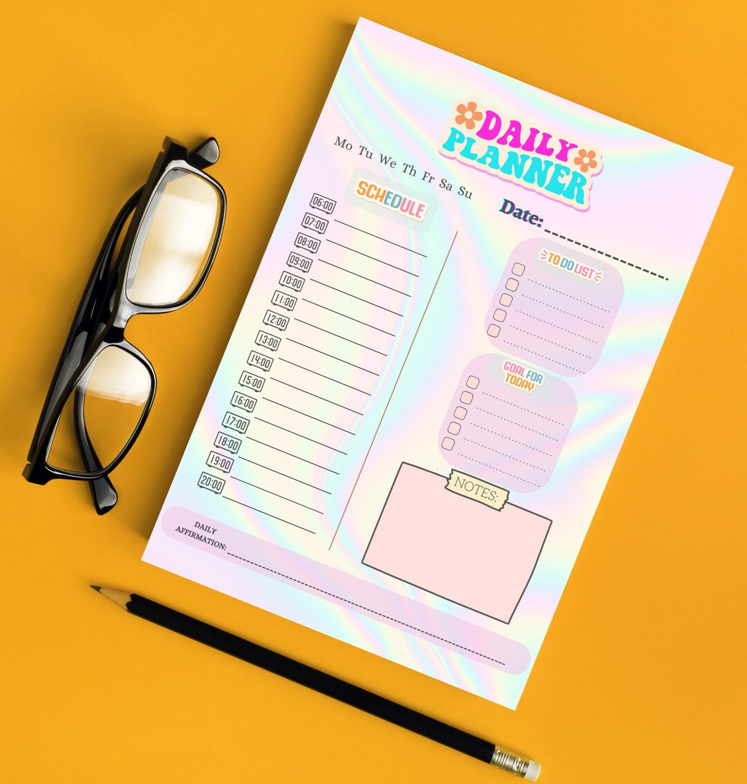 Pastel Daily-planner Page - Printable Daily Planner Insert for ...
