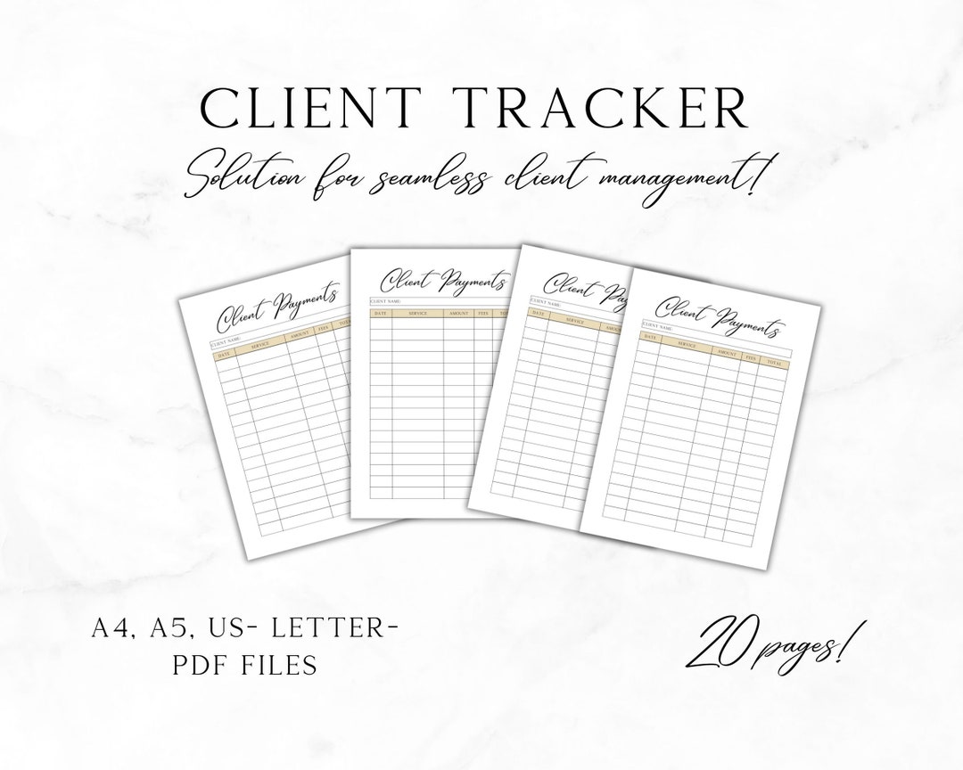 Client Payment Tracker Printable Invoice Organizer Freelancer Finance ...