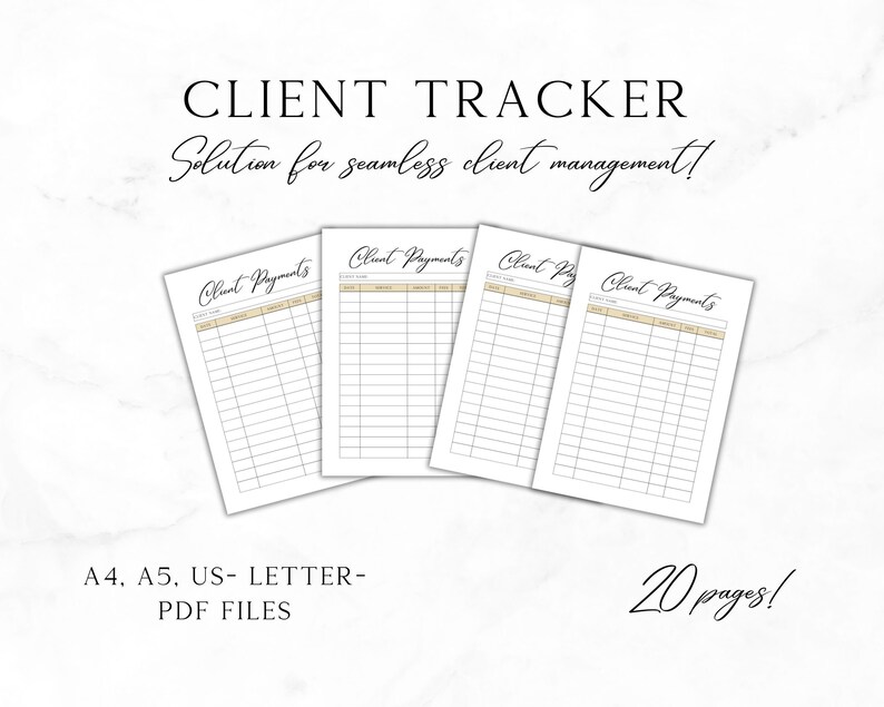 Client Payment Tracker Printable Invoice Organizer Freelancer Finance ...