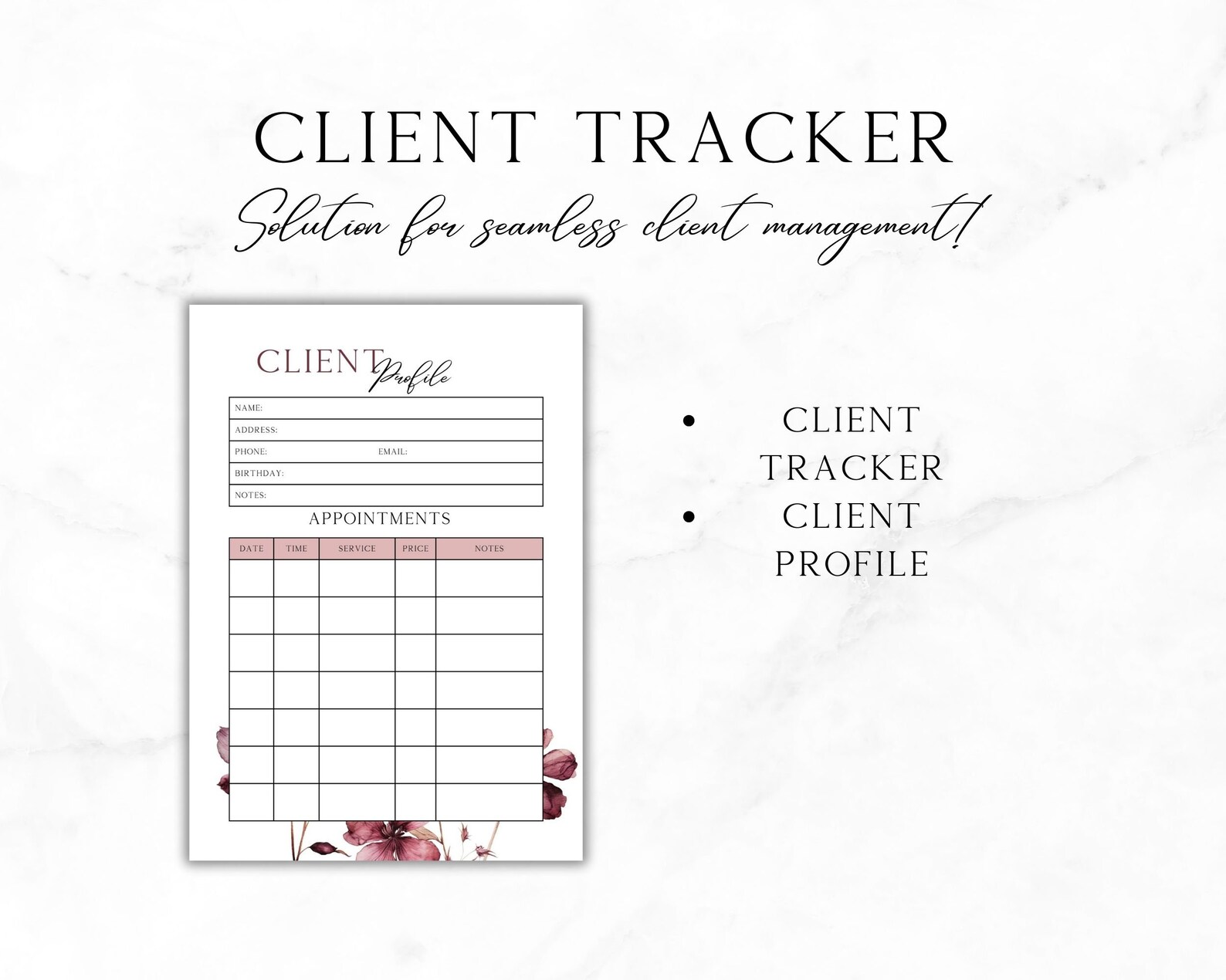 Client Management System Printable Client Tracker - Etsy