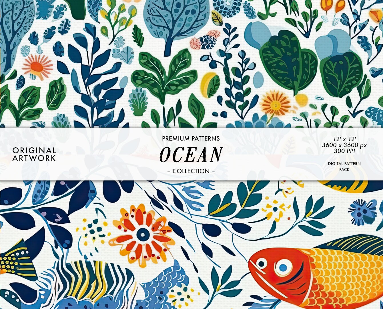 Oceanic Elegance: Digital Pattern Pack With High-quality Seamless ...