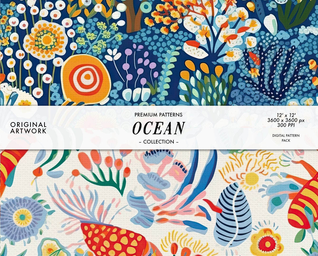 Oceanic Elegance: Digital Pattern Pack With High-quality Seamless ...