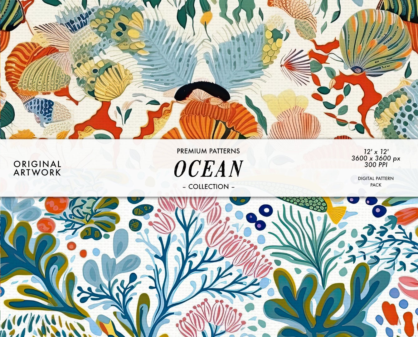 Oceanic Elegance: Digital Pattern Pack With High-quality Seamless ...