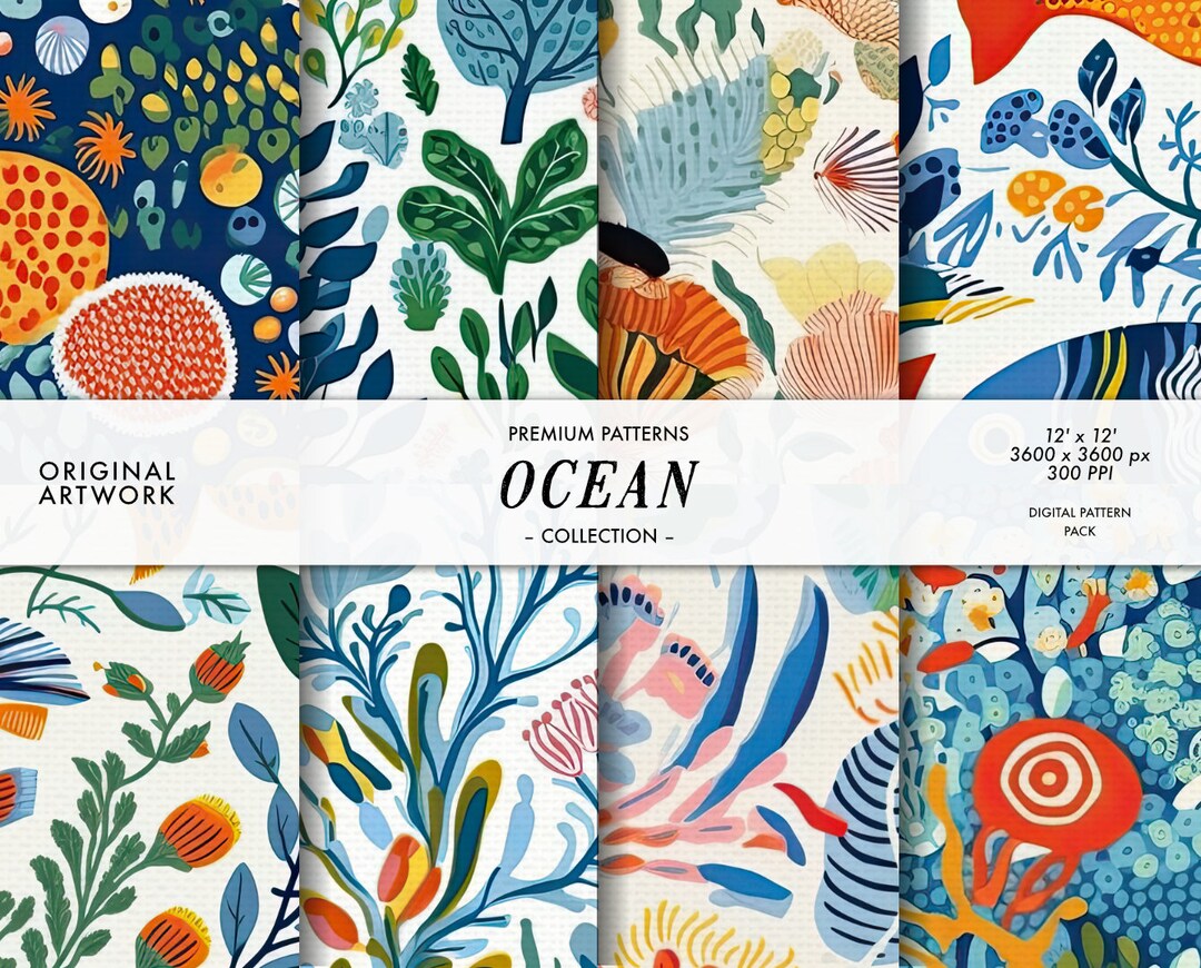 Oceanic Elegance: Digital Pattern Pack With High-quality Seamless ...