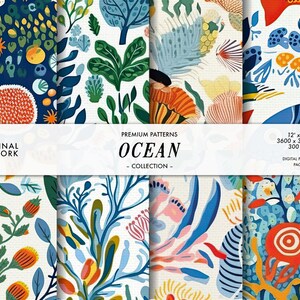 Oceanic Elegance: Digital Pattern Pack With High-quality Seamless ...