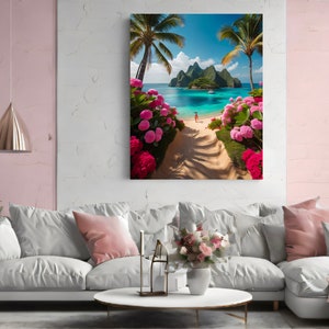 Colorful Tropical Beach, 8k Background, Digital Download for Canvas ...