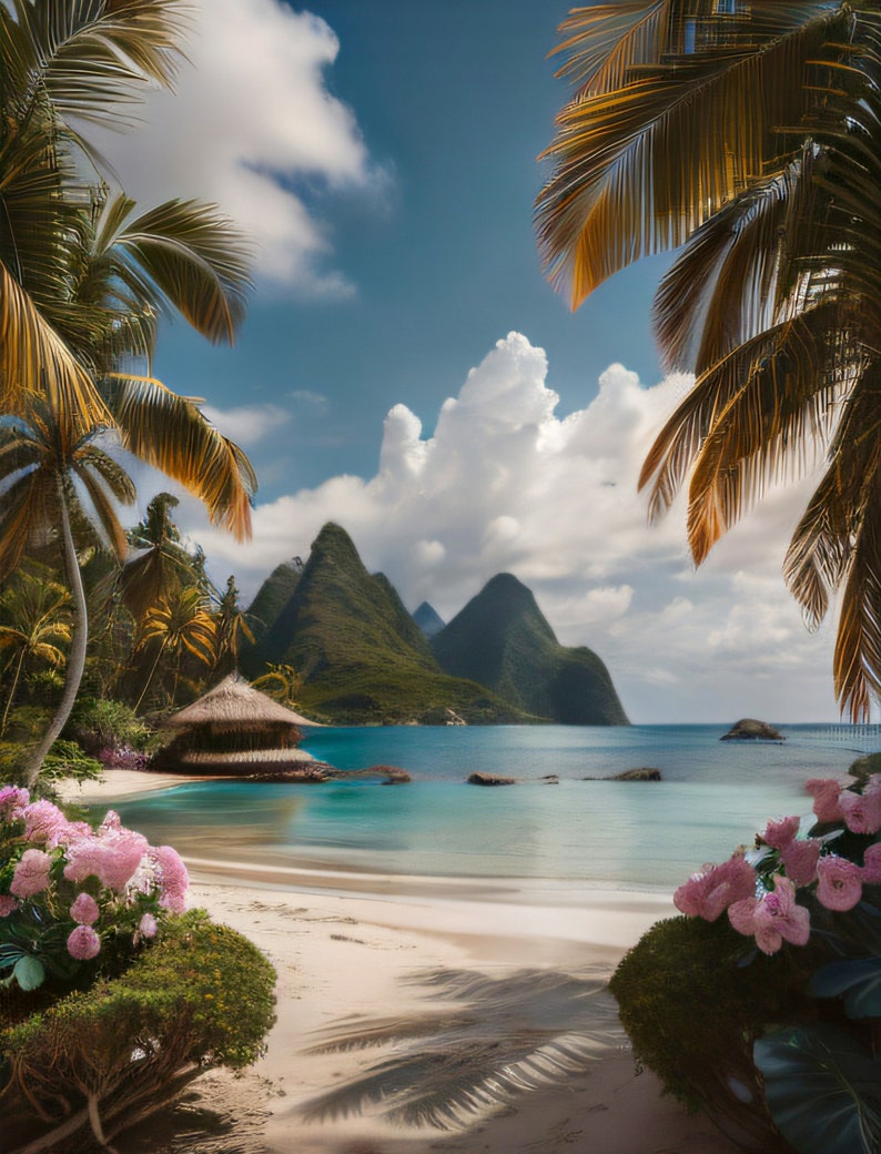 Tropical Beach, 8k Background, Digital Download for Canvas, Posters ...