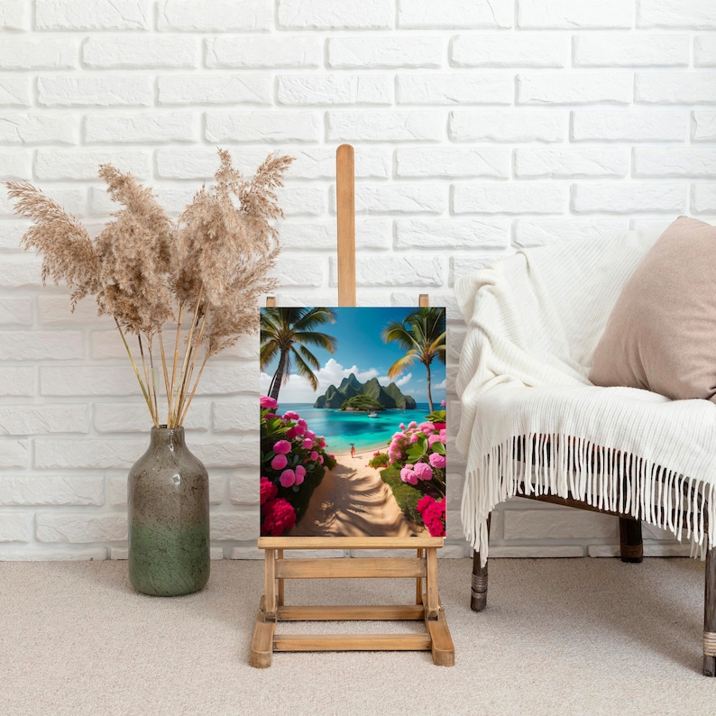Colorful Tropical Beach, 8k Background, Digital Download for Canvas ...