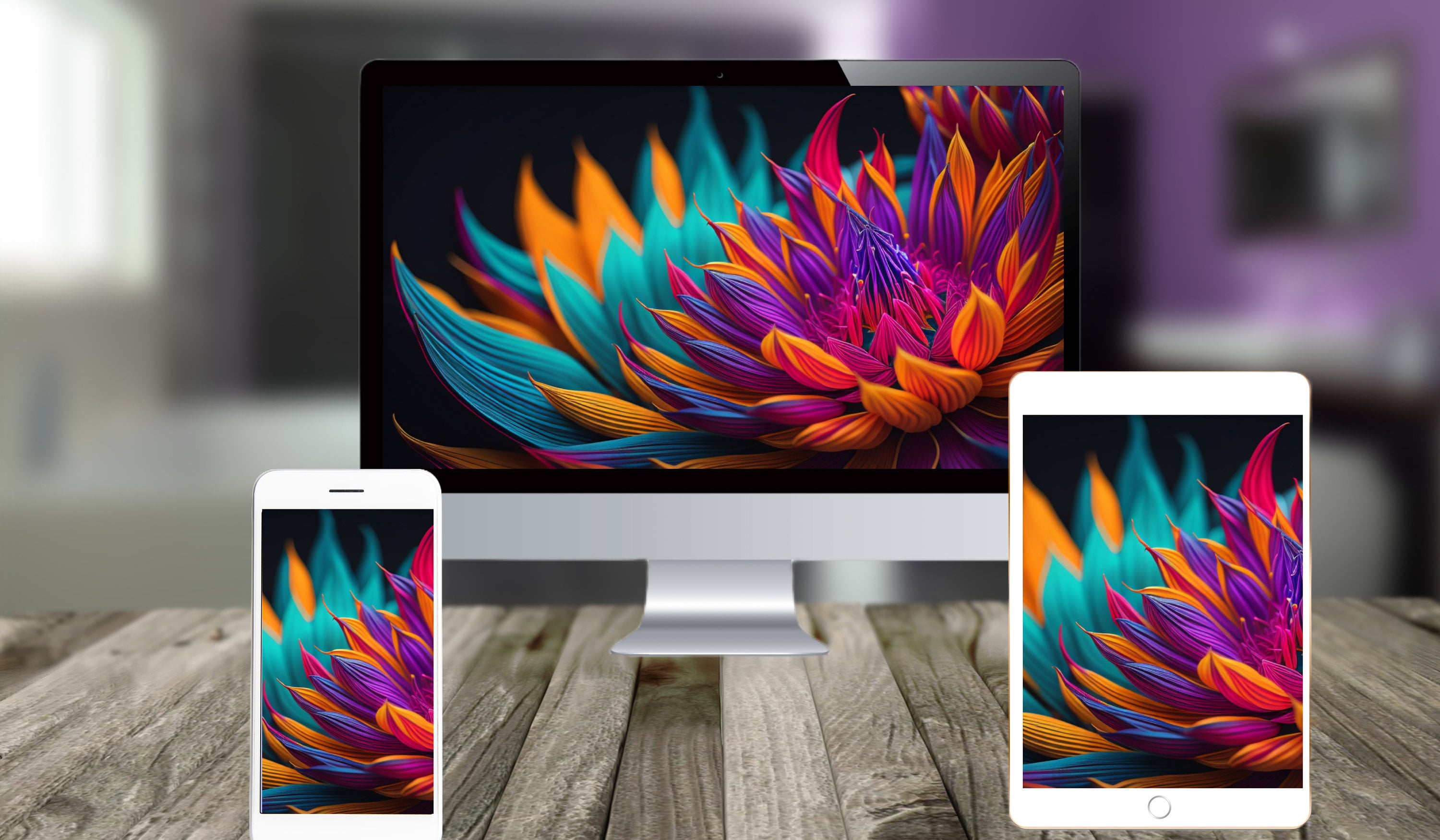 Colorful Flower Digital 8k Wallpaper for Canvas Poster and - Etsy