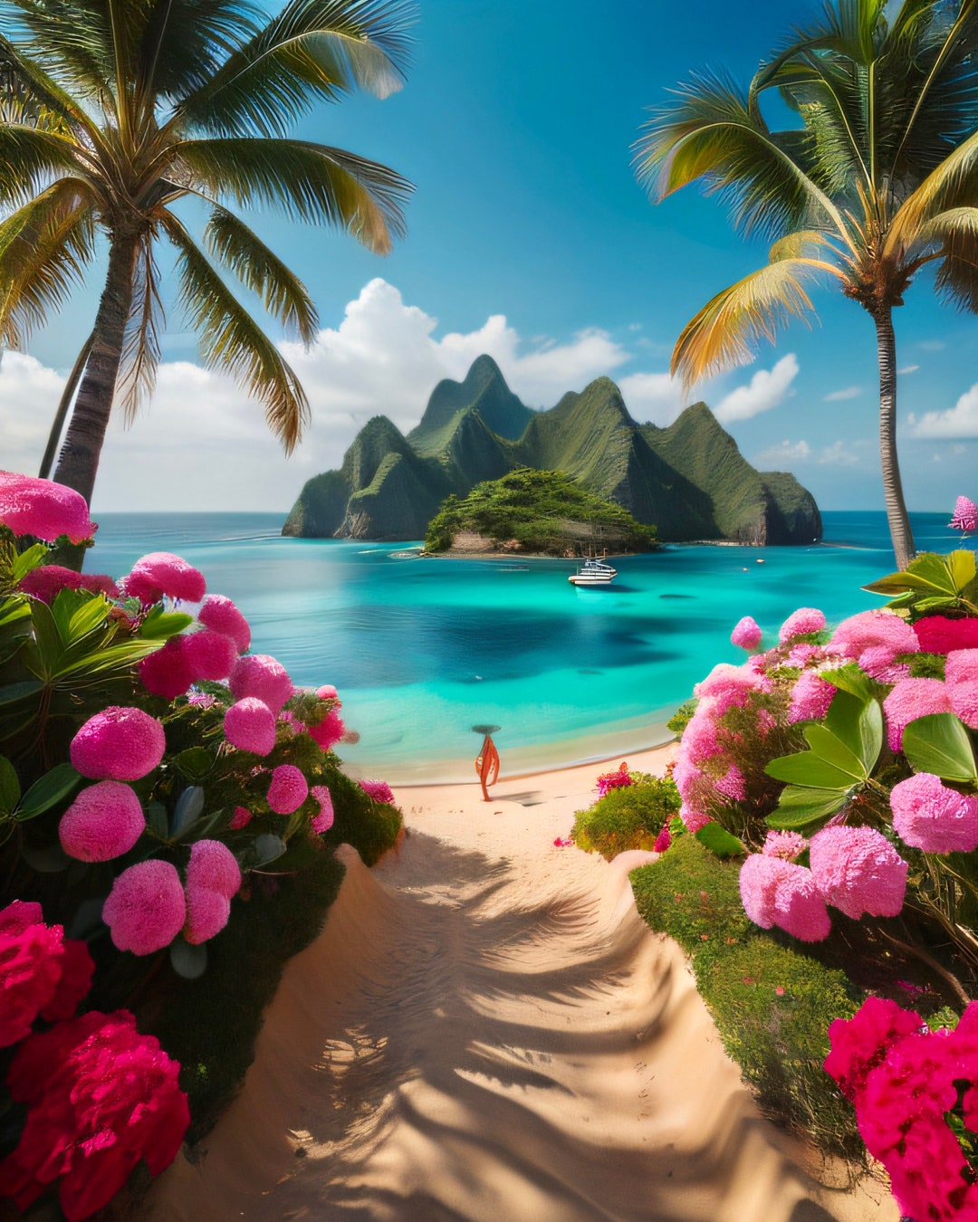 Colorful Tropical Beach, 8k Background, Digital Download for Canvas ...