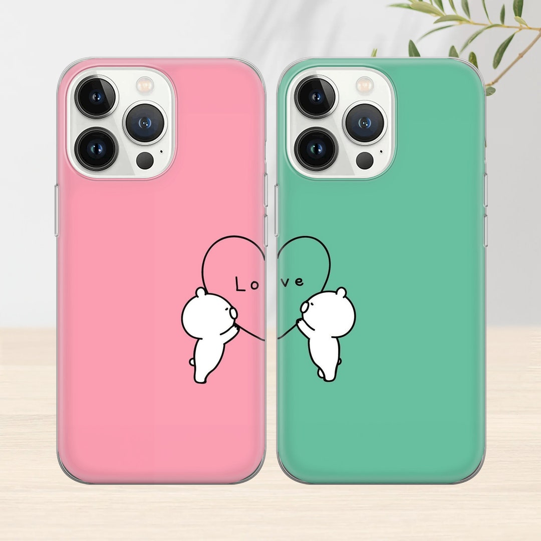 Cute Bear Couple Matching Phone Case Matching Bear Phone Cover Couple ...