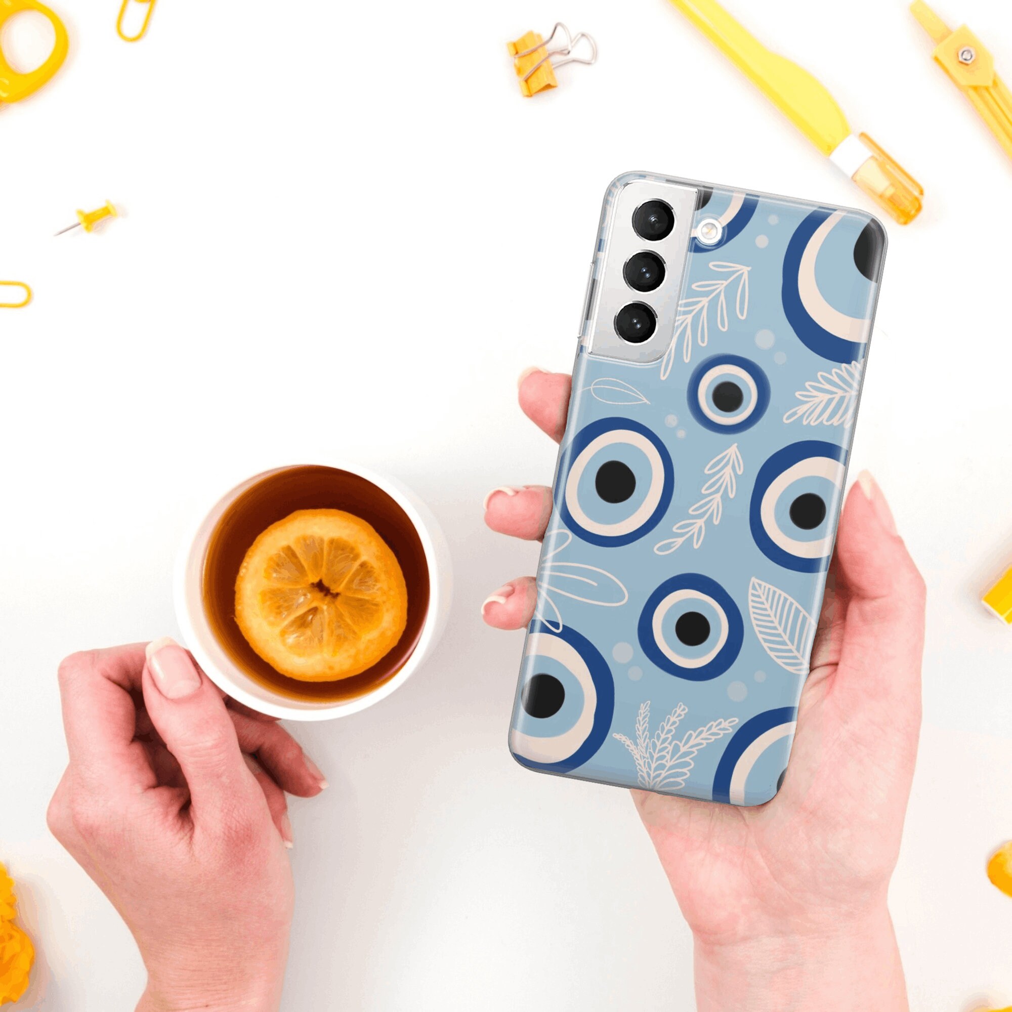 Greek Evil Eye Phone Case, Blue Evil Eyes Cover for Samsung Galaxy S23 ...