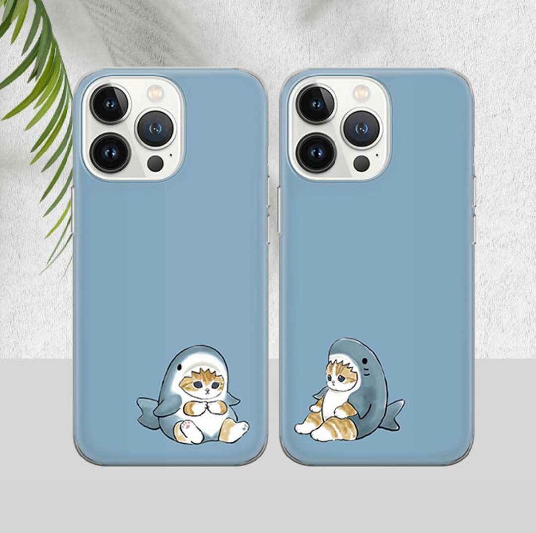 Cute Shark Cats Couple Phone Case Matching Cat Phone Cover Couple Phone ...