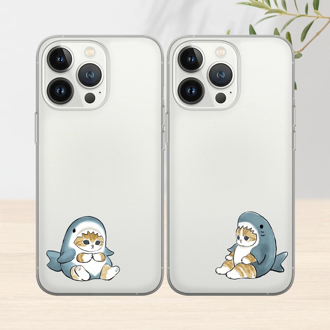 Transparent Cute Shark Kittens Couple Phone Case Matching Cats Phone ...