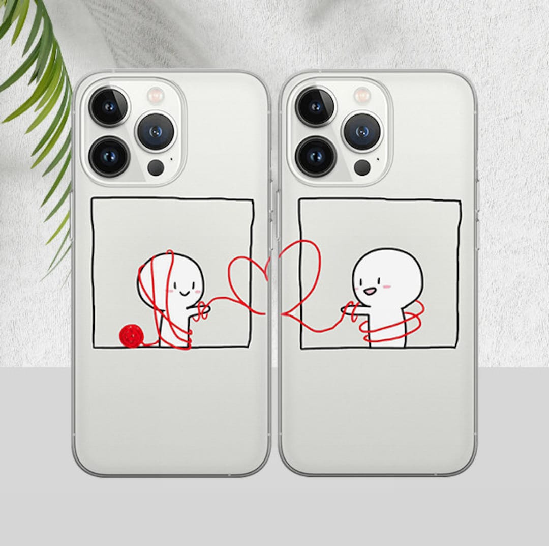 Transparent Cute Valentines Couple Phone Case Matching Phone Cover ...