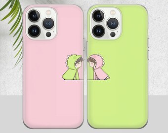 Transparent Cute Dinosaur Couple Phone Case, Matching Phone Cover ...