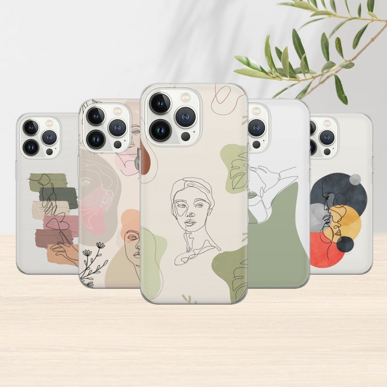 One Line Art Phone Case Single Line Art Cover for iPhone 14, 12, Xs, 13 ...