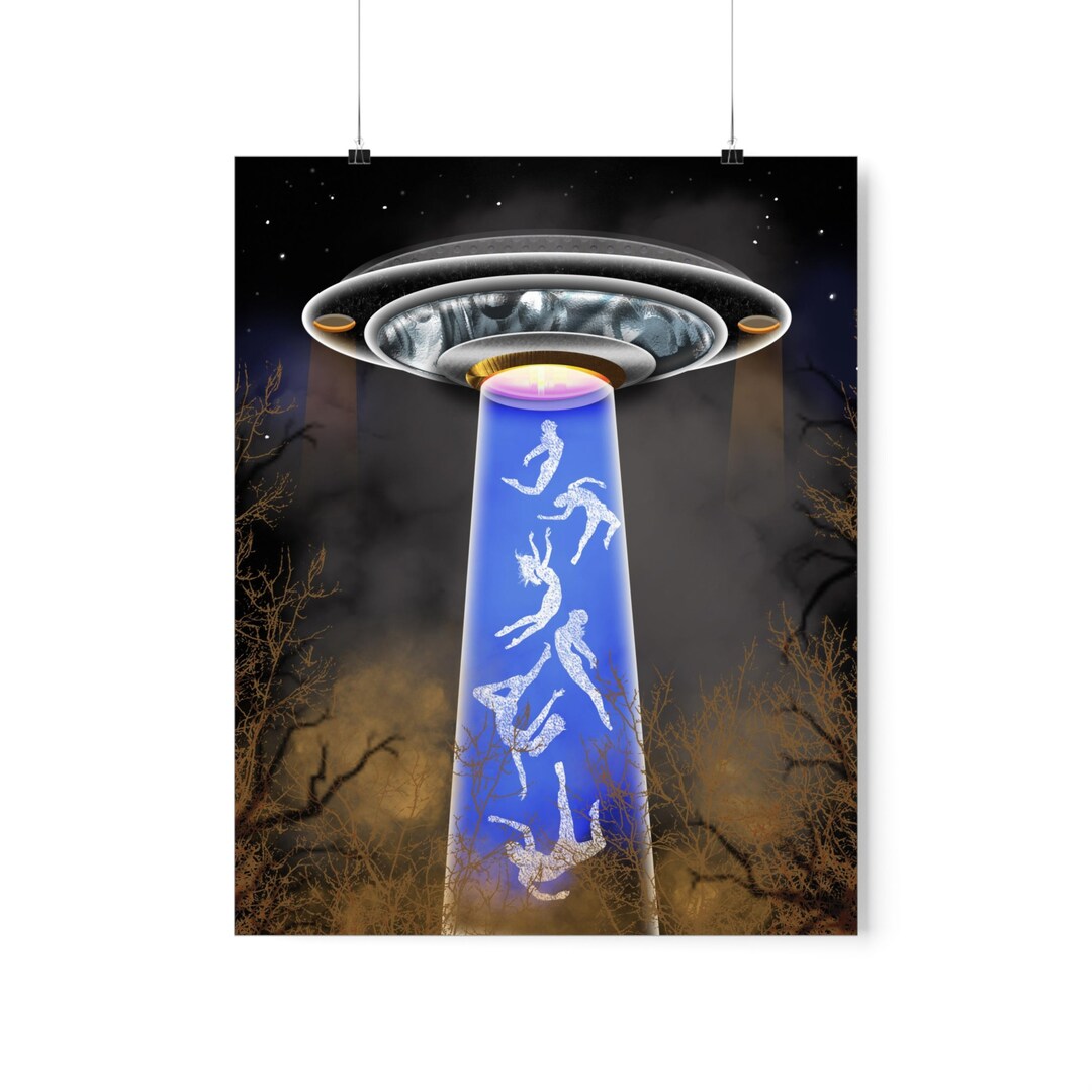 Alien Abduction Artdigital Drawingsci-fi Wall Artufo Wall Decorcool ...