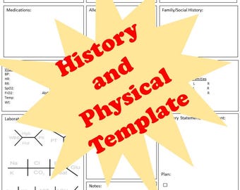 Printable History and Physical Exam Template - Etsy