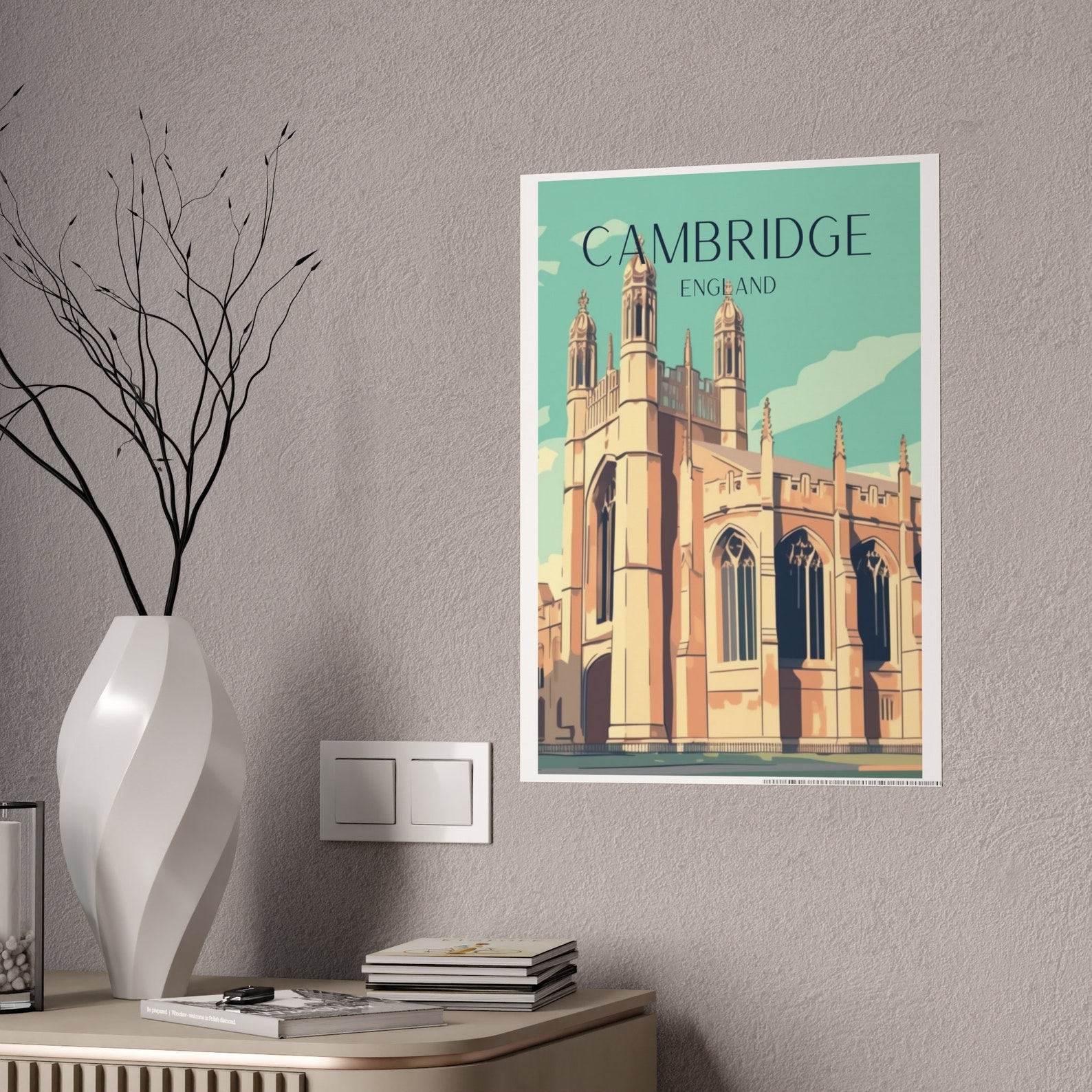 Cambridge Travel Print - Cambridge University Poster, Kings College ...