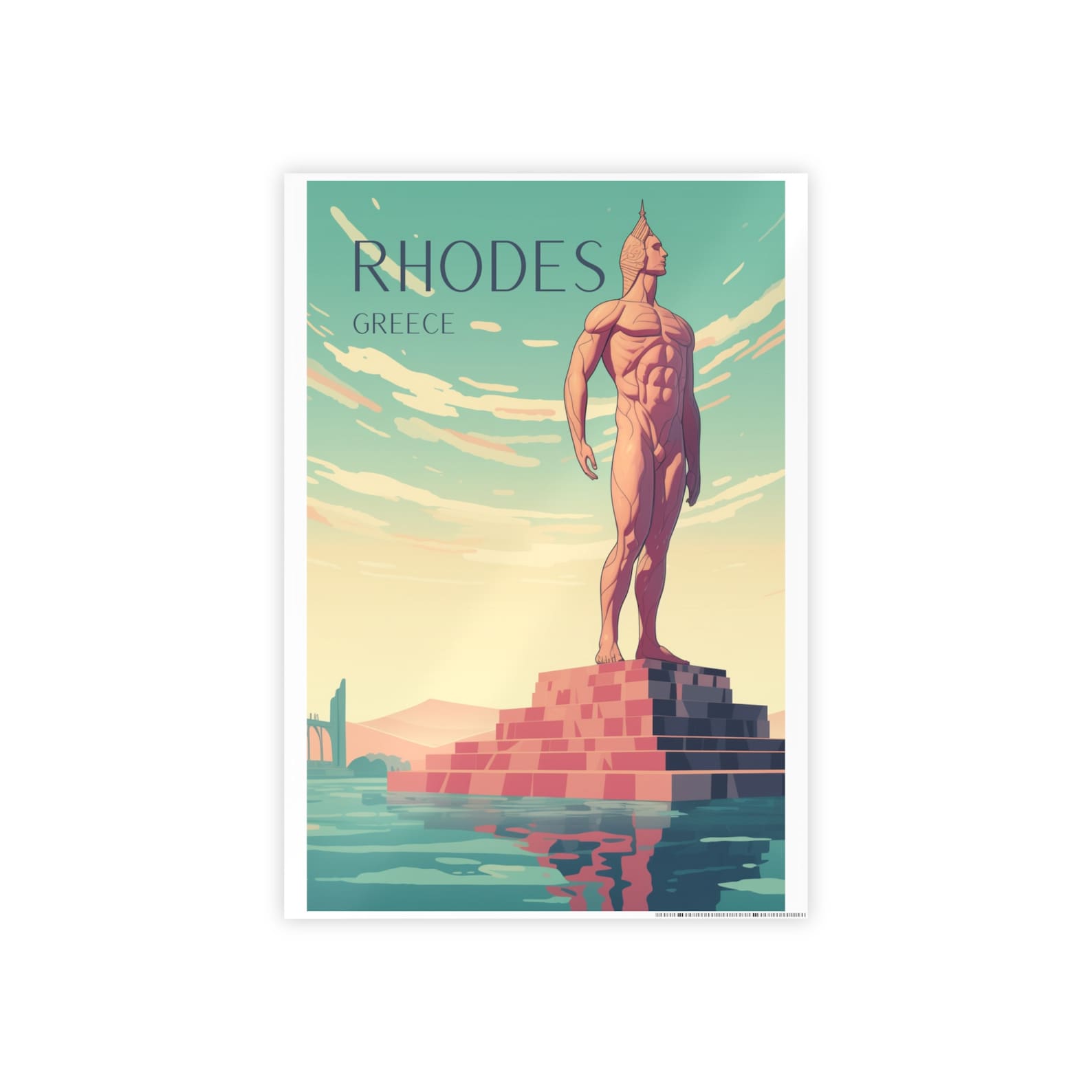 Colossus of Rhodes Print - Rhodes Poster, Ancient Wonders Print, Europe ...