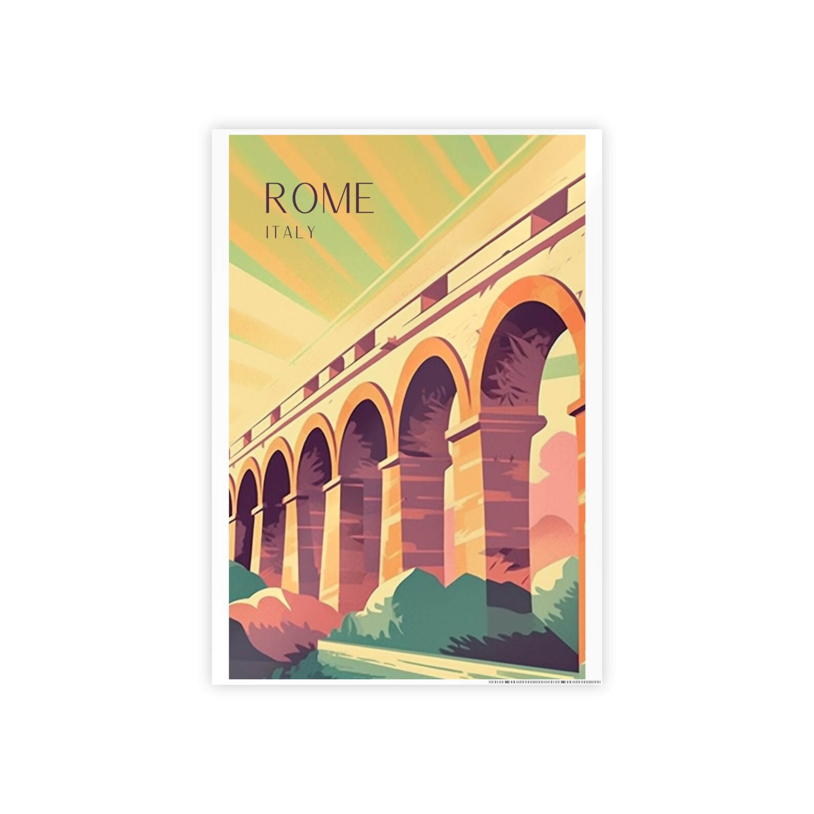 Rome Art Deco Travel Print - Rome Poster, Aqueduct Print, Europe Print ...