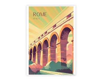 Rome Art Deco Travel Print - Rome Poster, Aqueduct Print, Europe Print ...