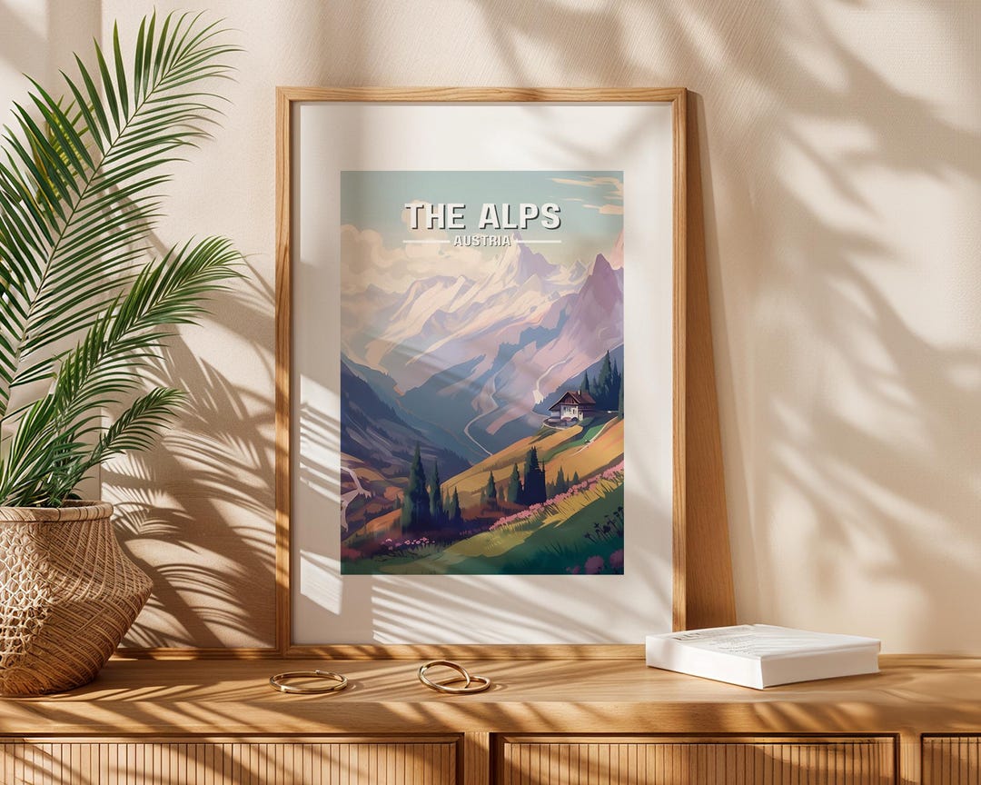 Alps Travel Poster, Retro Travel Print, Wall Art Decor, Mountain ...