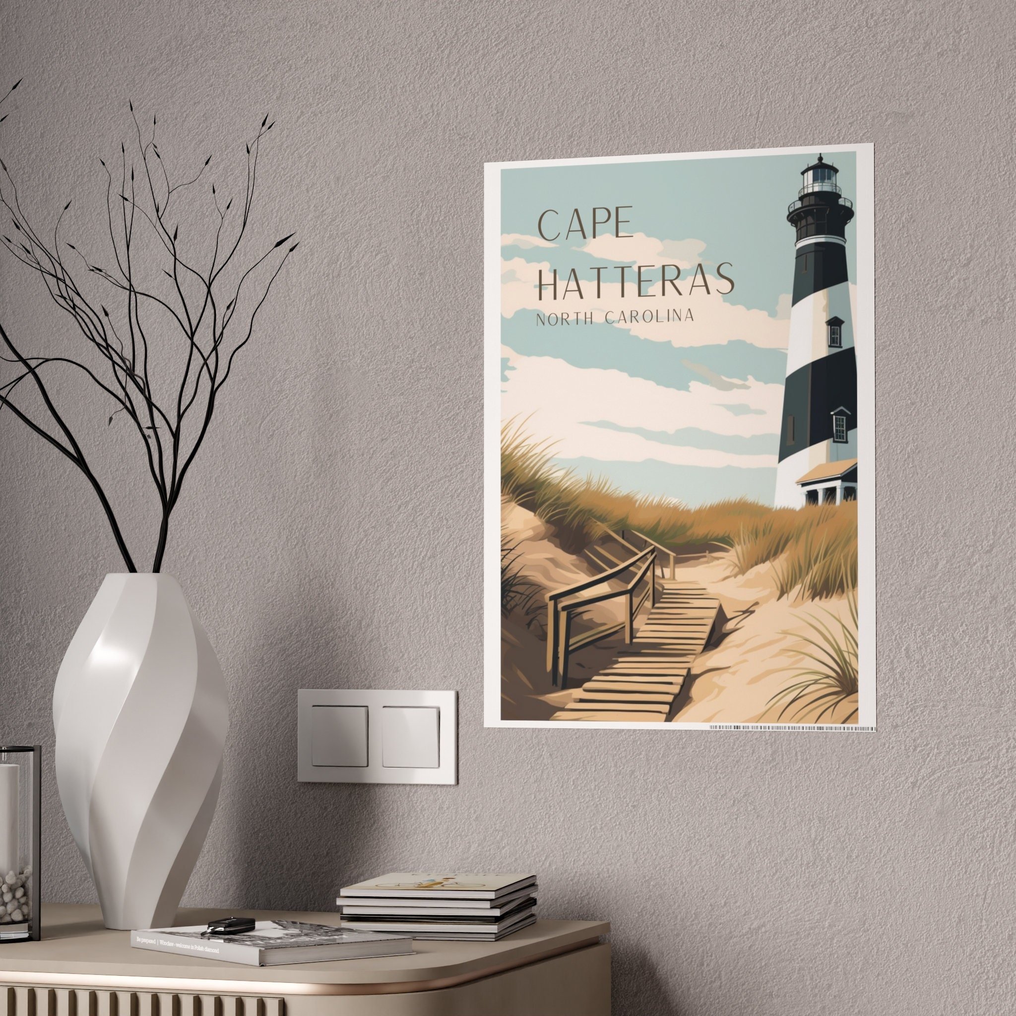Cape Hatteras Art Deco Travel Print - Cape Hatteras Poster, North ...