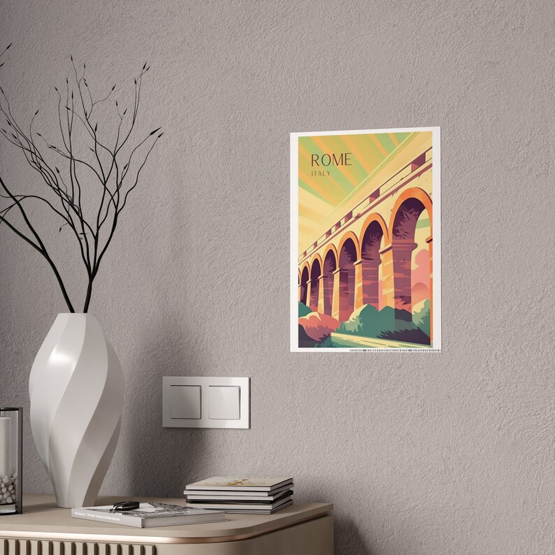 Rome Art Deco Travel Print - Rome Poster, Aqueduct Print, Europe Print ...