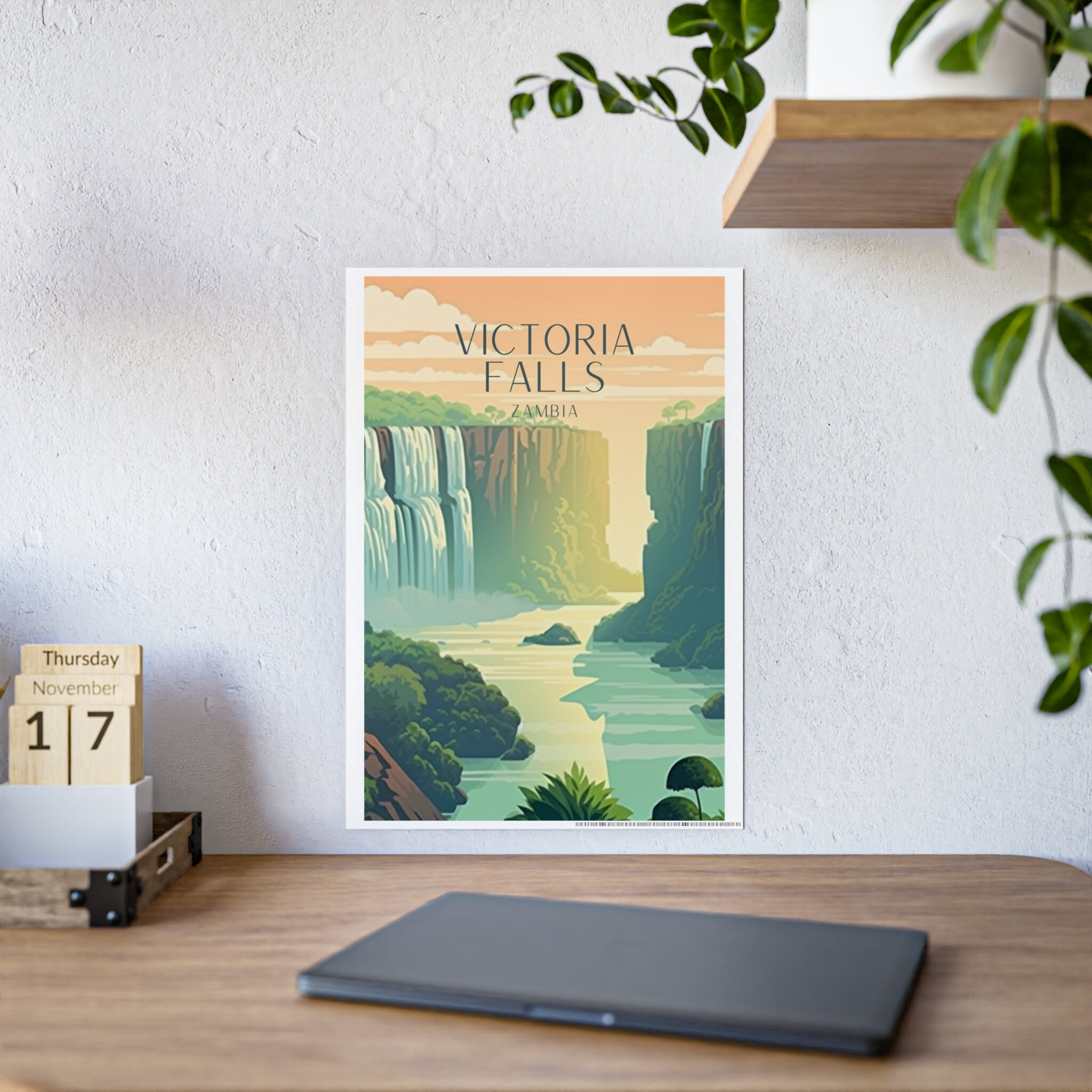 Victoria Falls Art Deco Travel Print - Victoria Falls Poster, Africa ...
