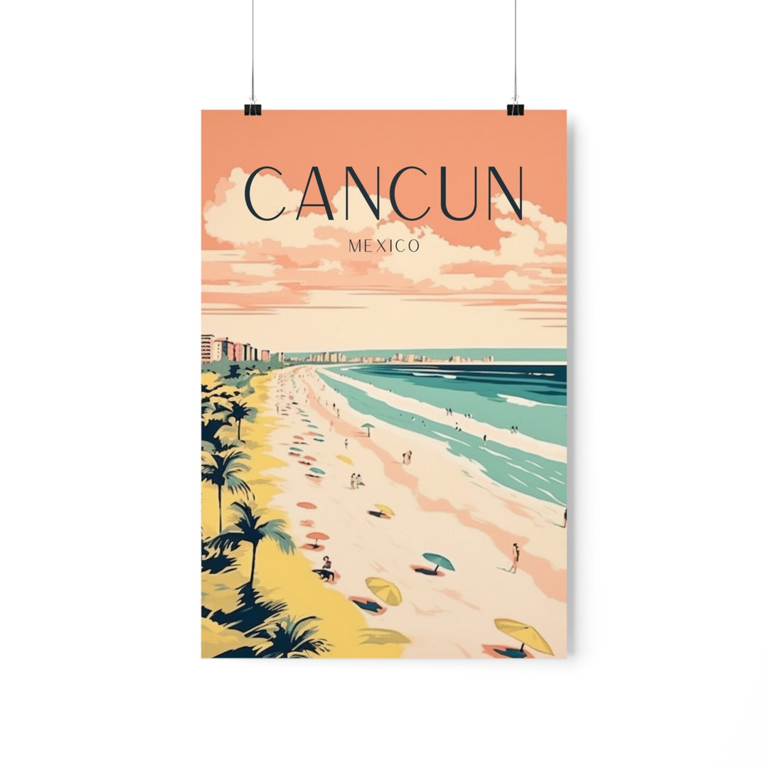 Cancun Art Deco Travel Print - Cancun Poster, Mexico Print, Beach Print ...