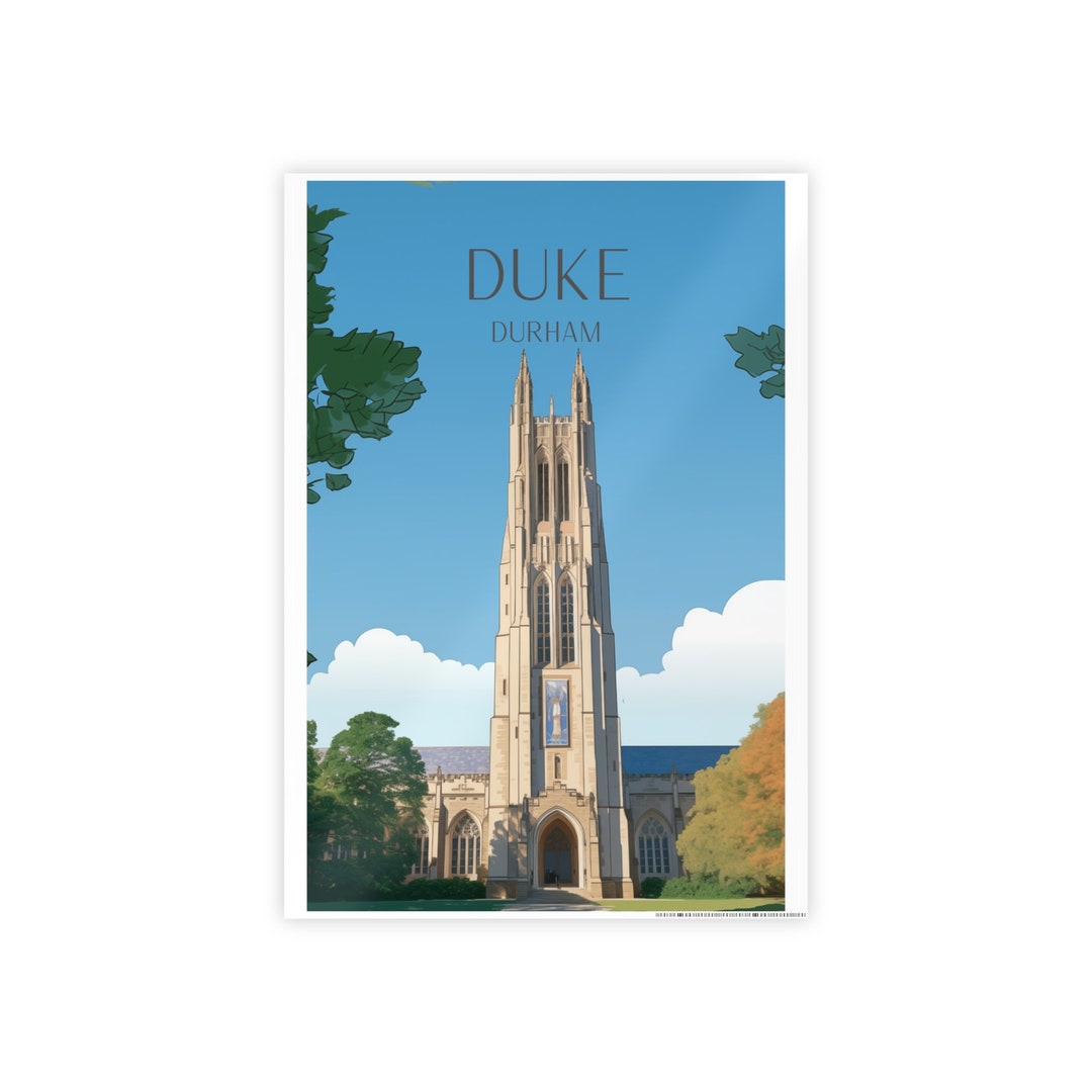 Duke University Art Deco Travel Print Duke Poster, Chapel Tower Print ...