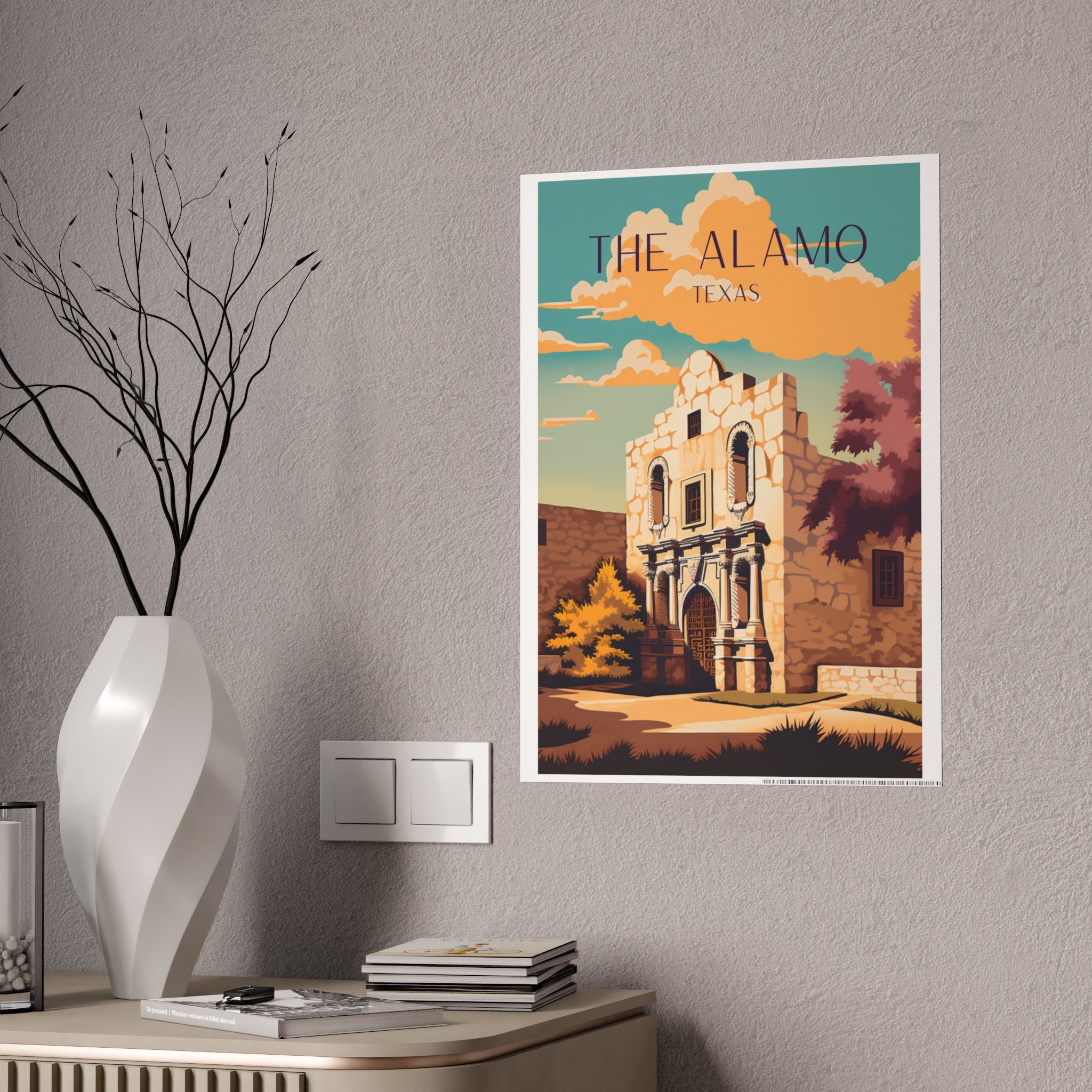 Alamo Art Deco Travel Print Alamo Poster Texas Print - Etsy