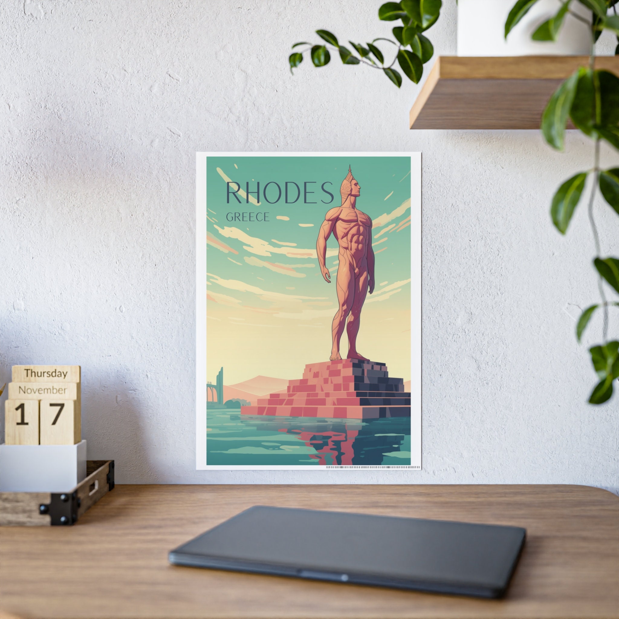 Colossus of Rhodes Print - Rhodes Poster, Ancient Wonders Print, Europe ...