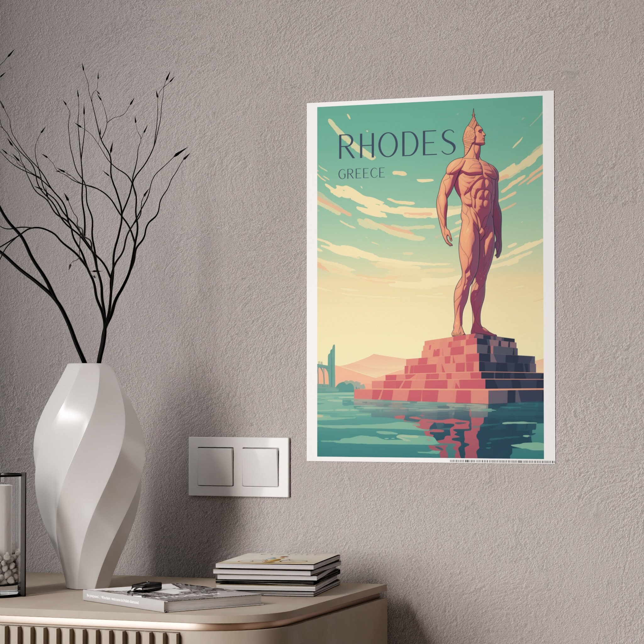 Colossus of Rhodes Print - Rhodes Poster, Ancient Wonders Print, Europe ...