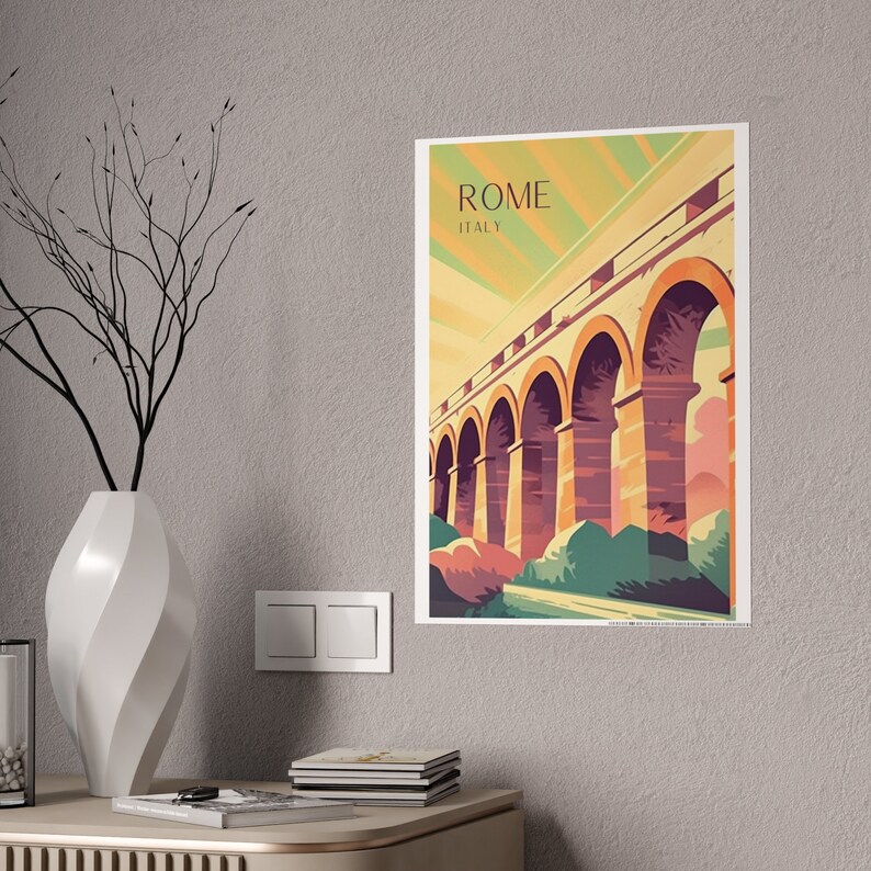 Rome Art Deco Travel Print - Rome Poster, Aqueduct Print, Europe Print ...