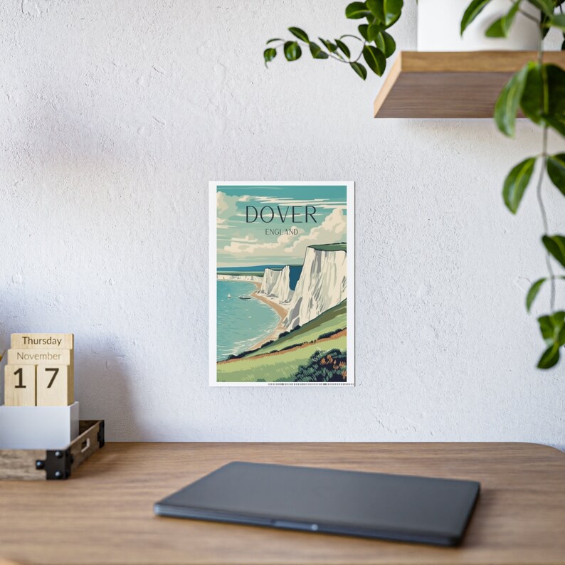 Dover Art Deco Travel Print - White Cliffs Poster, England Print, Beach ...