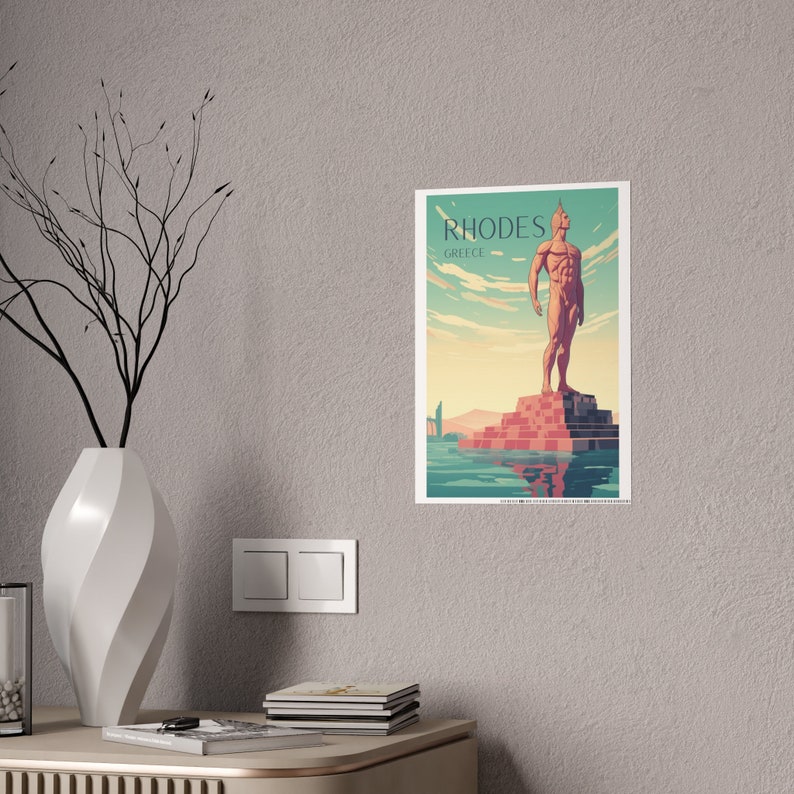 Colossus of Rhodes Print - Rhodes Poster, Ancient Wonders Print, Europe ...