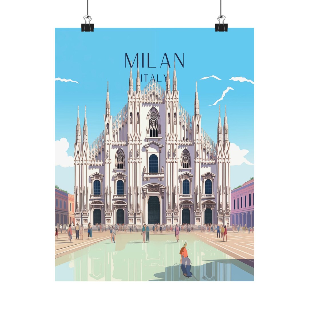 Milan Cathedral Art Deco Travel Print - Cathedral Poster, Italy Art ...