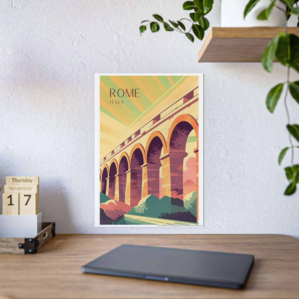 Rome Art Deco Travel Print - Rome Poster, Aqueduct Print, Europe Print ...